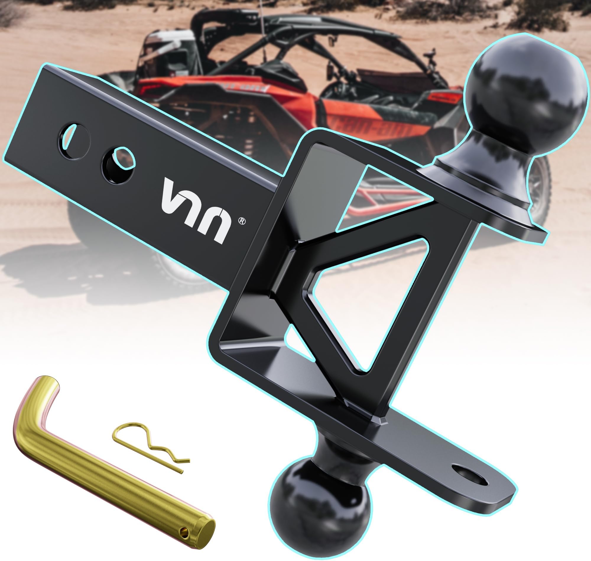Amazon.com: VNN ATV/UTV Dual Ball Trailer Hitch, 2 Inch & 1-7/8 Inch ...