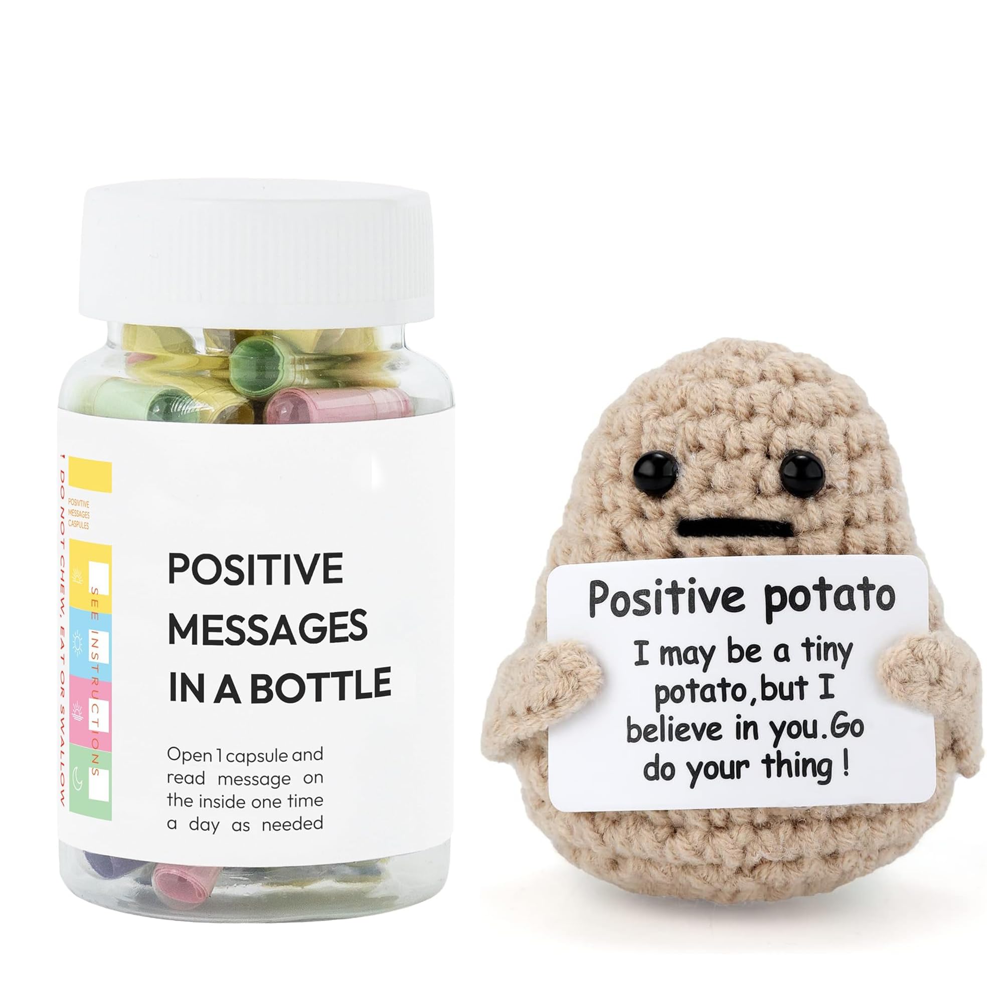 Amazon.com: Knitted Wool Positive Potato,Positive Messages in a Bottle ...