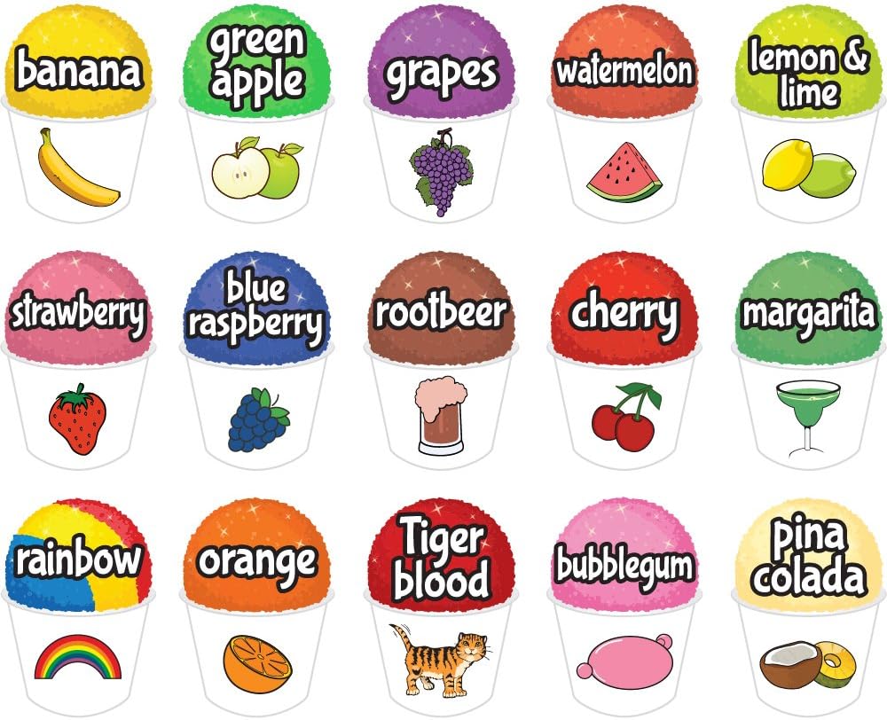 15 SNOWCONE Set 16" Concession Decal Sign cart Trailer Stand Sticker ...