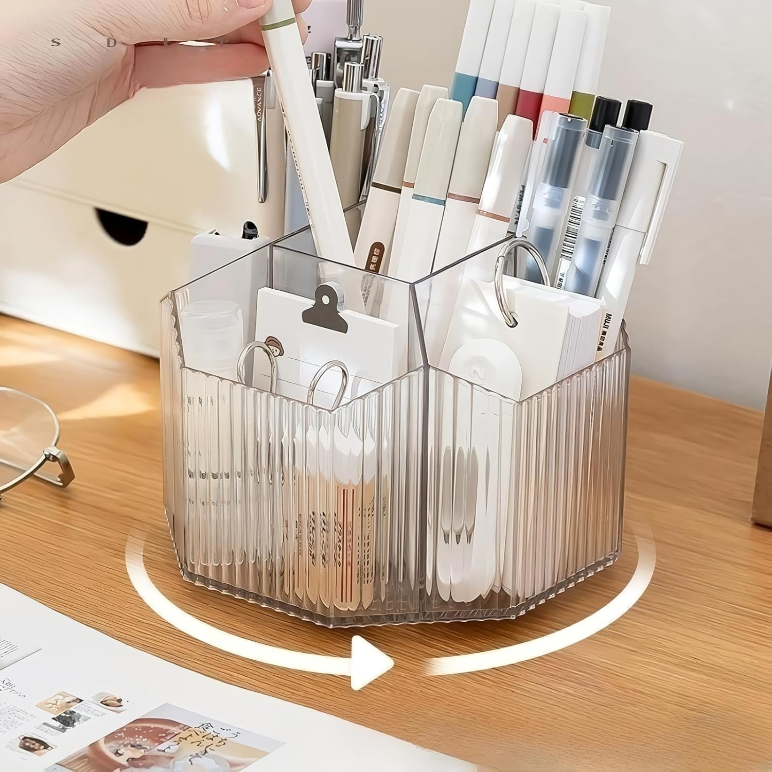 Amazon.com: Beleda 360°Rotating Pen Holder Desk Organizer,5 ...