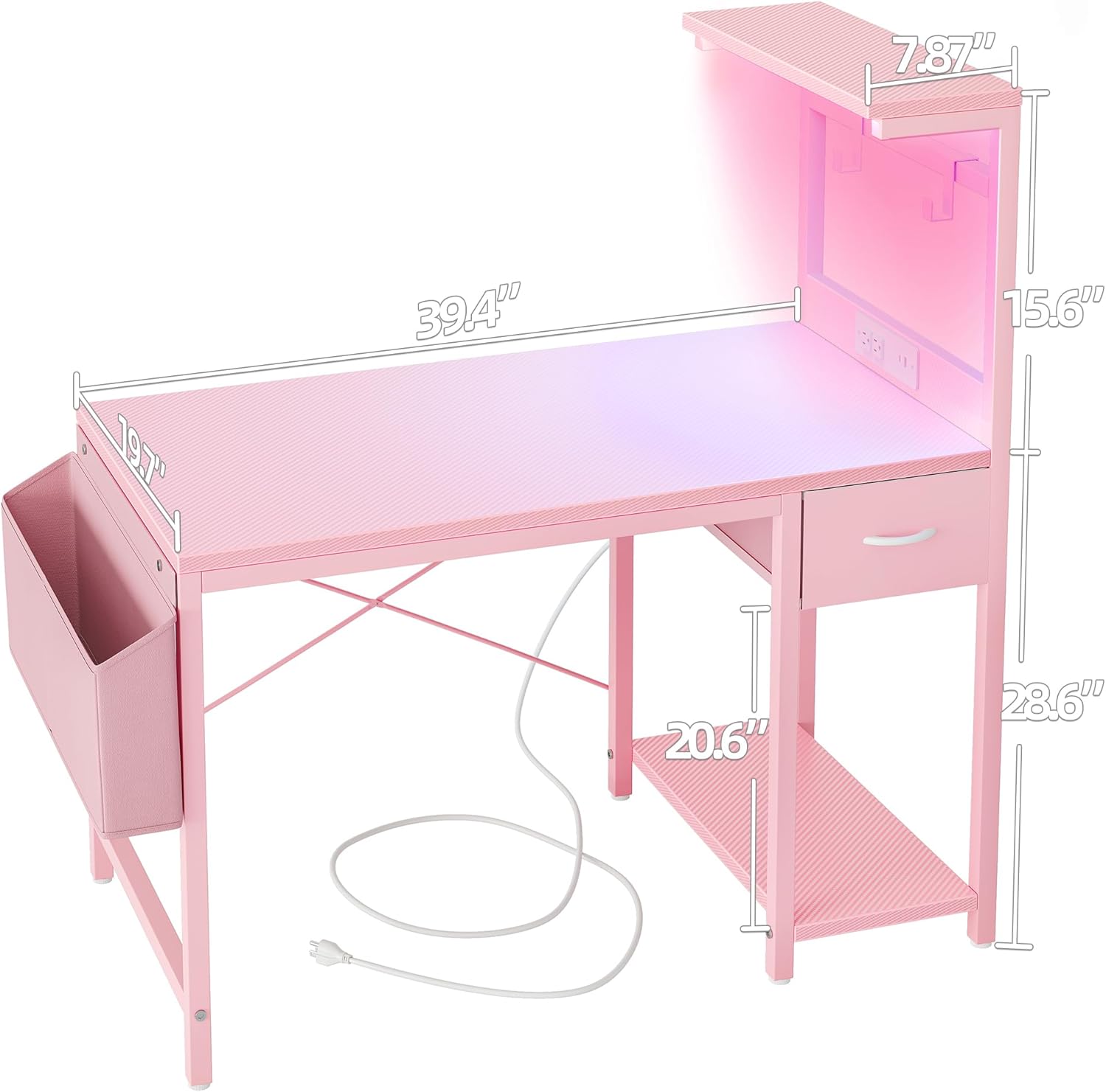 TIQLAB Gaming Desk 40 inch with Power Outlet and LED Australia | Ubuy