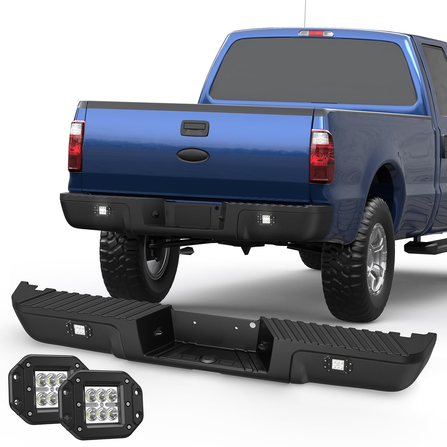 Amazon.com: KUIPERAUTO Black Rear Step Bumper Assembly Compatible for ...