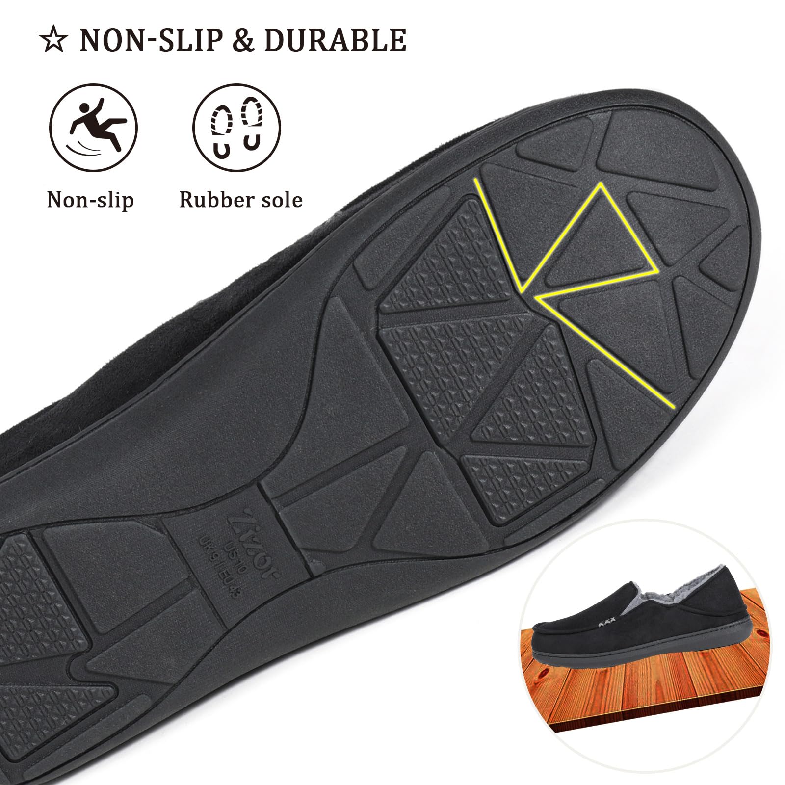 Snapklik.com : Zizor Mens High Density Memory Foam Comfort Mocc Slippers