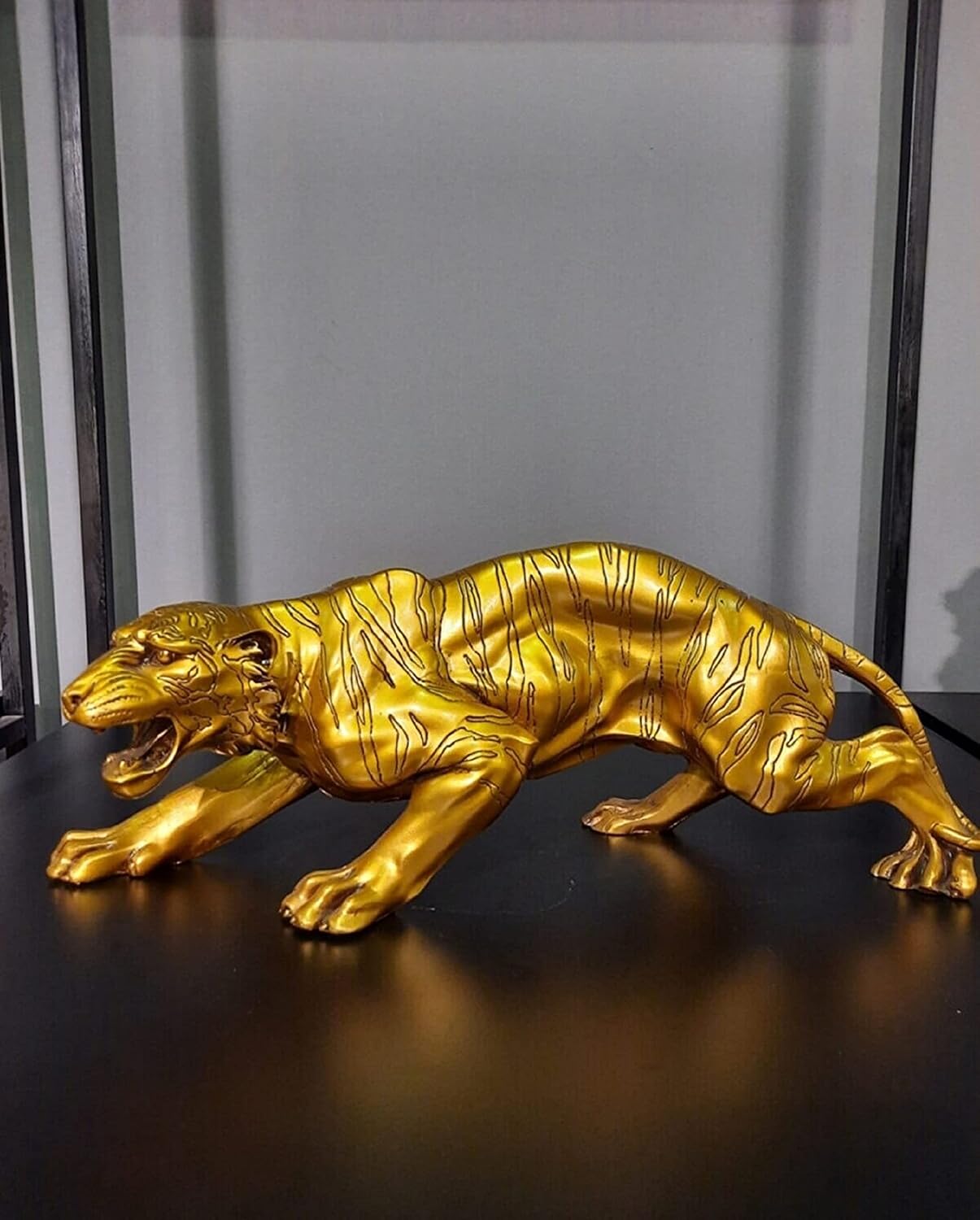Amazon.com: Large Tiger Sculpture, 50 cm Gold Tiger Bust Statue, Animal ...