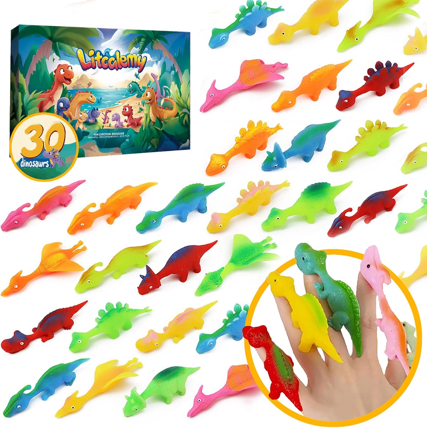 30pcs Slingshot Dinosaur Finger Toys Sticky, Interesting Sling Shot ...
