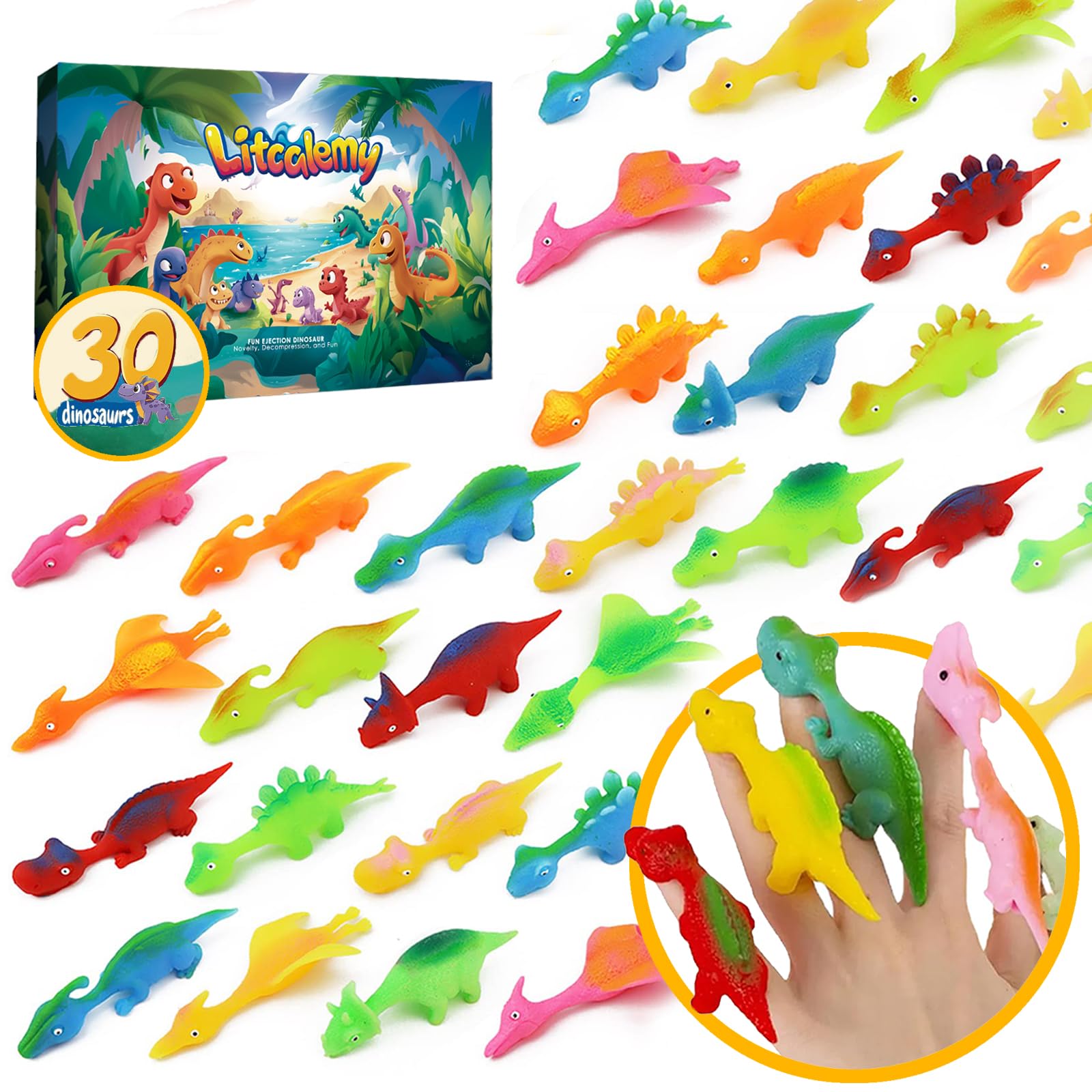 30pcs Slingshot Dinosaur Finger Toys Sticky, Interesting Sling Shot ...