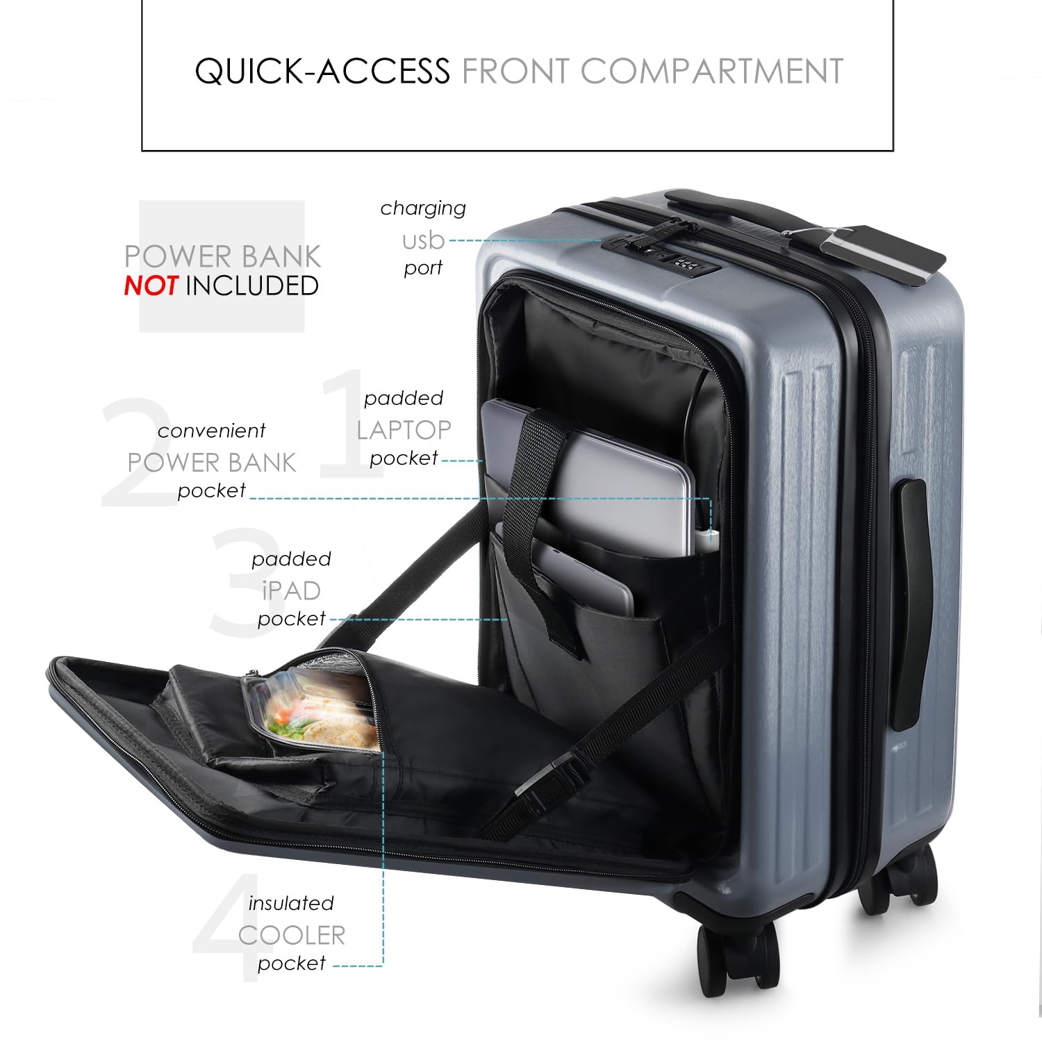 TravelArim 22 Inch Carry On Luggage 22x14x9 Airline Approved, Carry On ...