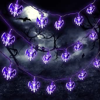 Honoson 30 Feet 60 LED Halloween Bat String Lights Battery Operated ...