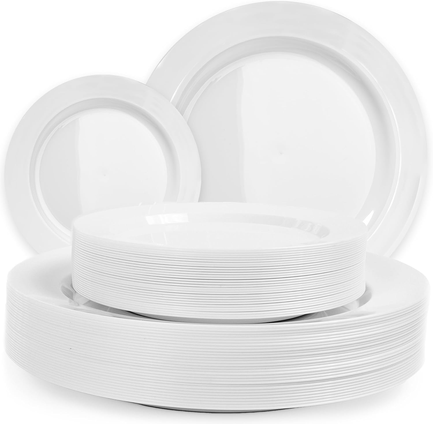 Amazon.com: 120 Disposable Plates Bulk Pack - Elegant White Plastic ...