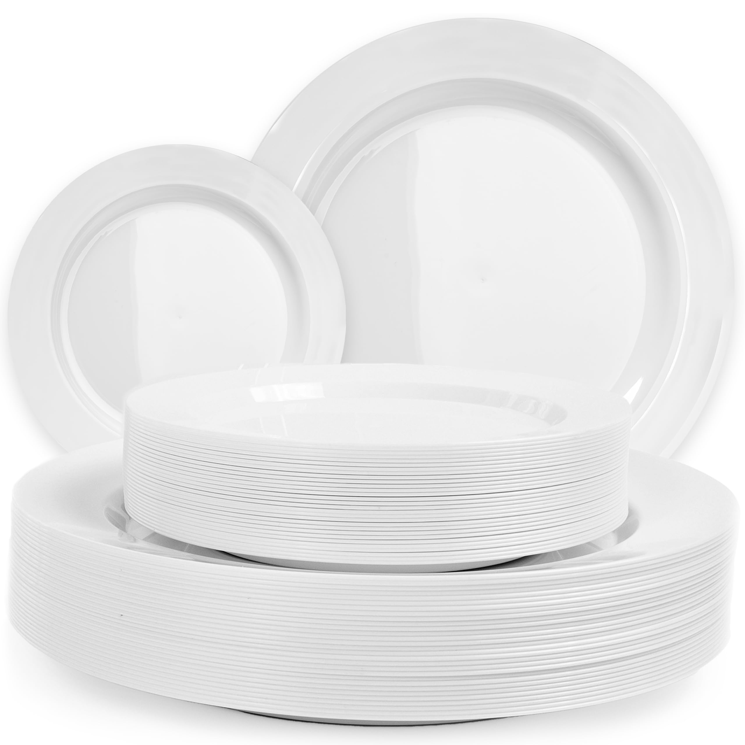 Amazon.com: 120 White Plastic Plates Disposable, Heavy Duty for Party ...