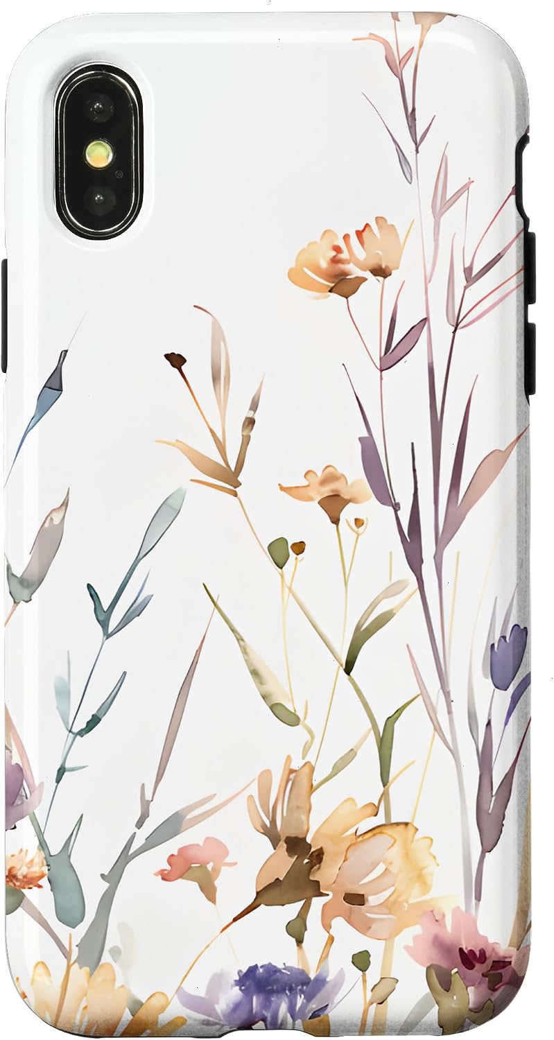 Amazon.com: iPhone X/XS Chic Flower Pattern Floral Wildflowers Flowers ...