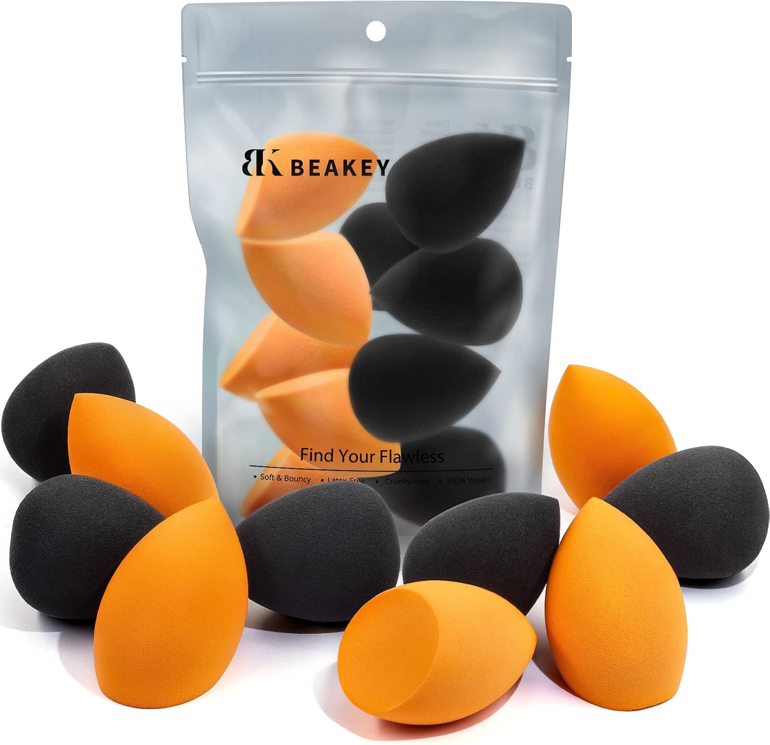 Amazon | BEAKEY Makeup Sponge, 10 Pcs Latex-free and Vegan Makeup ...