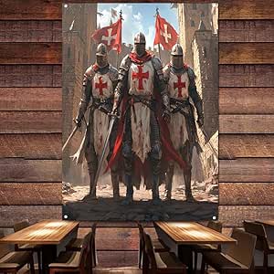 Knight Templar Order Flag Wall Hangings Painting Vintage Crusader ...