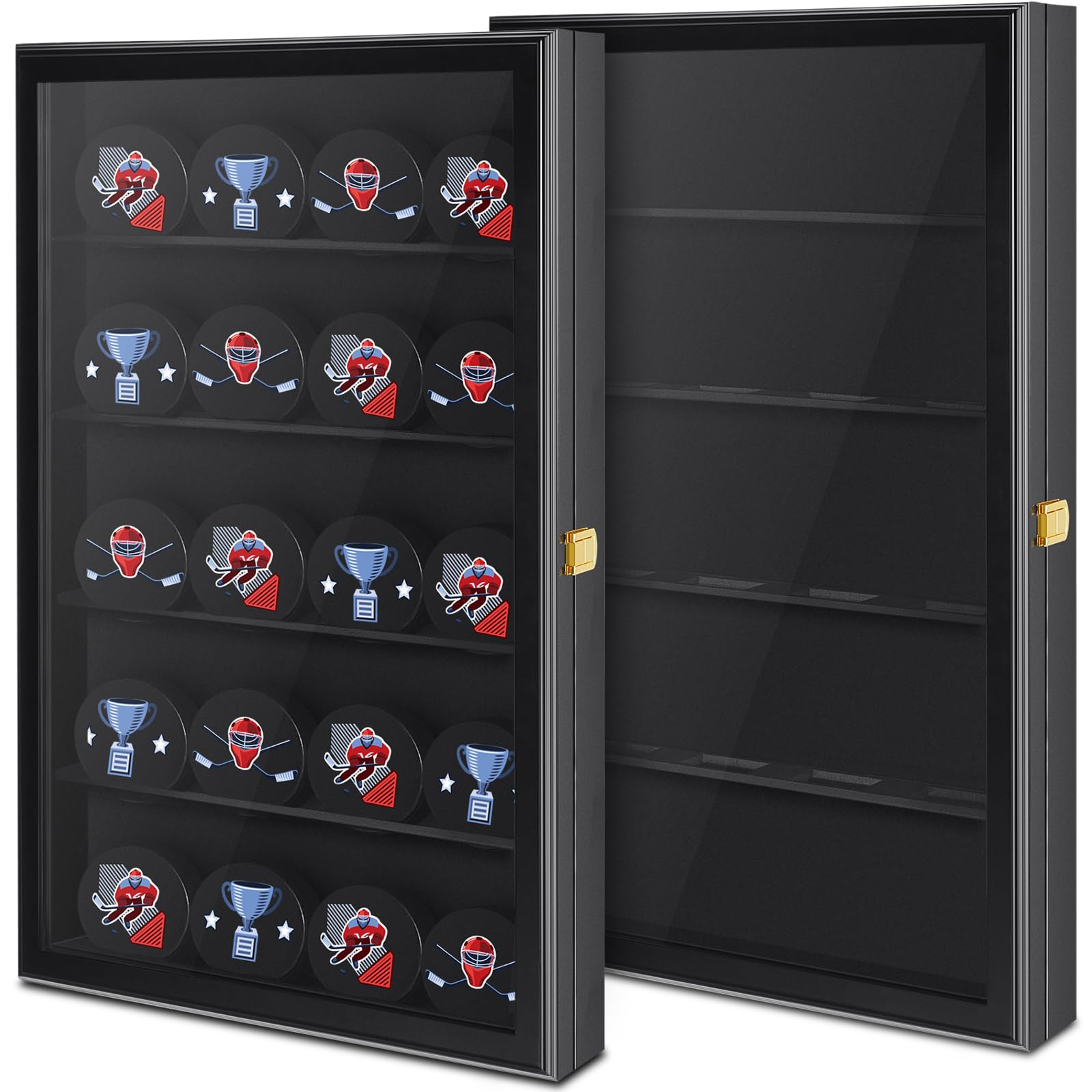 Amazon.com: Barydat 2 Pcs 20 Hockey Puck Display Case Wall Mount ...