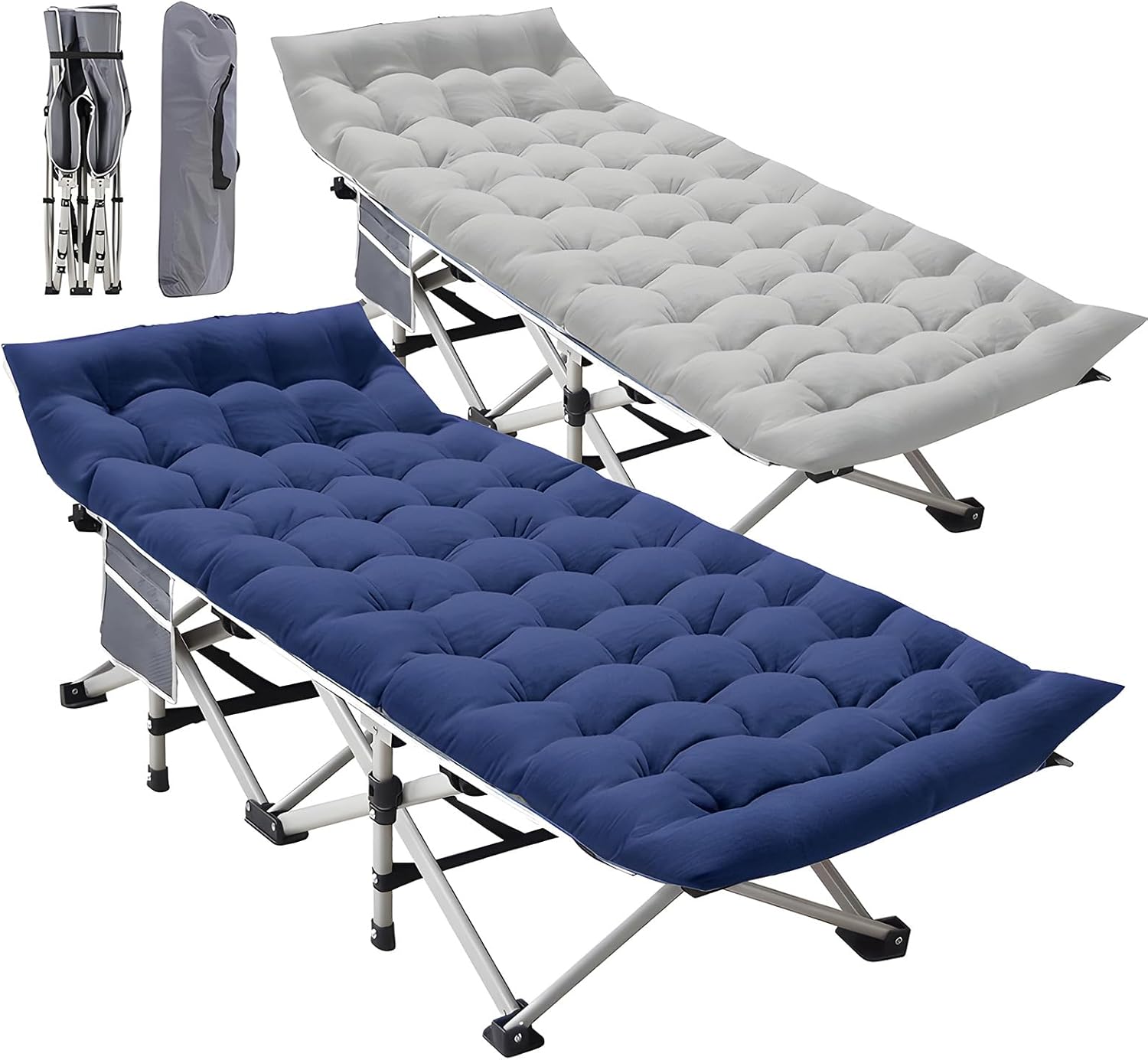 Amazon.com: SKONYON 2 Pack Folding Camping Cots for Adults Portable ...