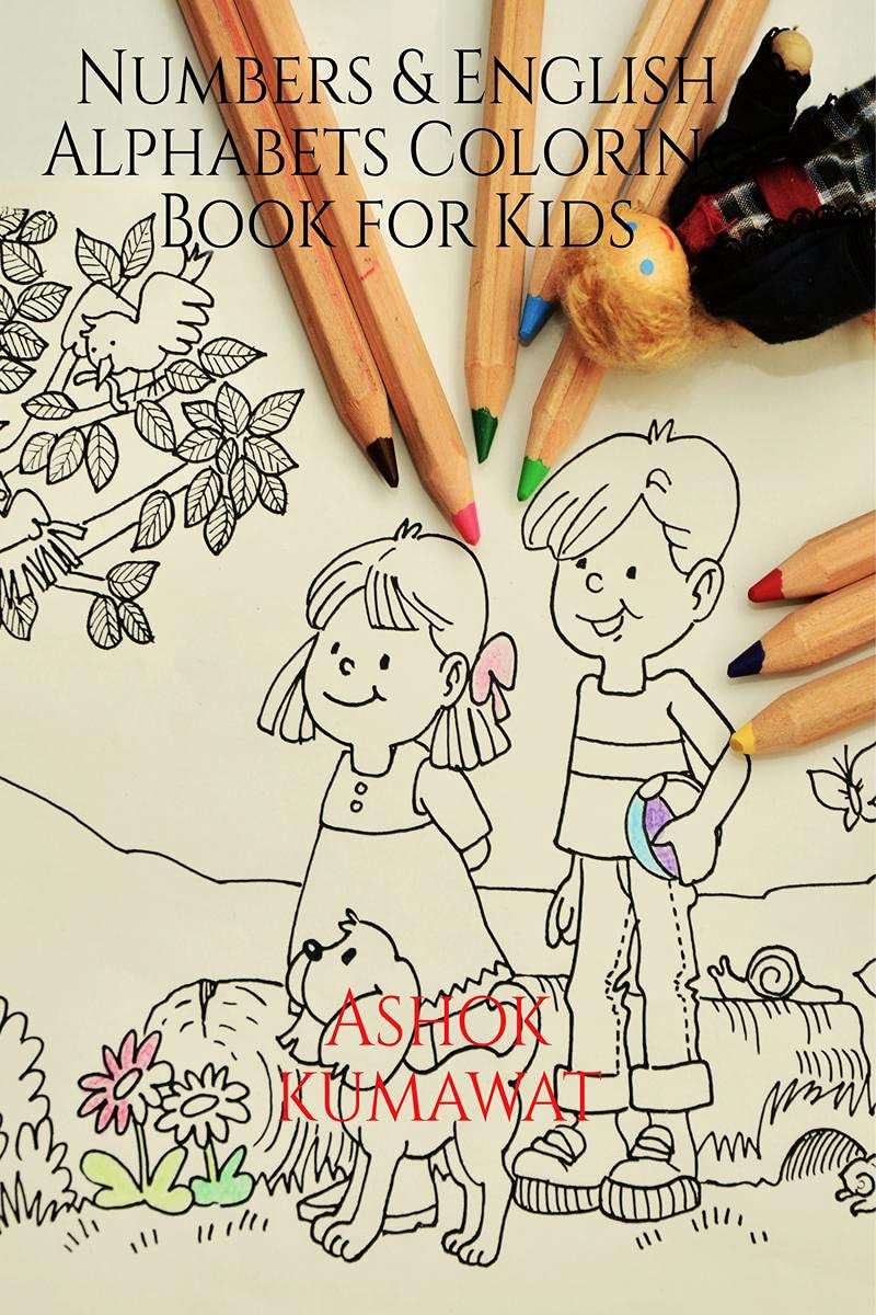 Numbers & English Alphabets Coloring Book for Kids: Colouring books for ...