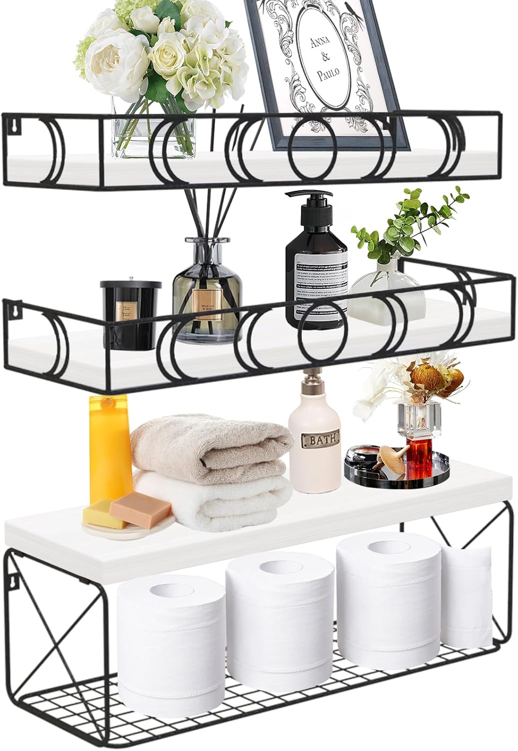 Amazon.com: Kylavv Floating Wall Shelves Set of 3, Rustic Solid Wood ...