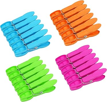 Amazon.com: 24 Pack Colorful Plastic Clothespins, Heavy Duty Laundry ...