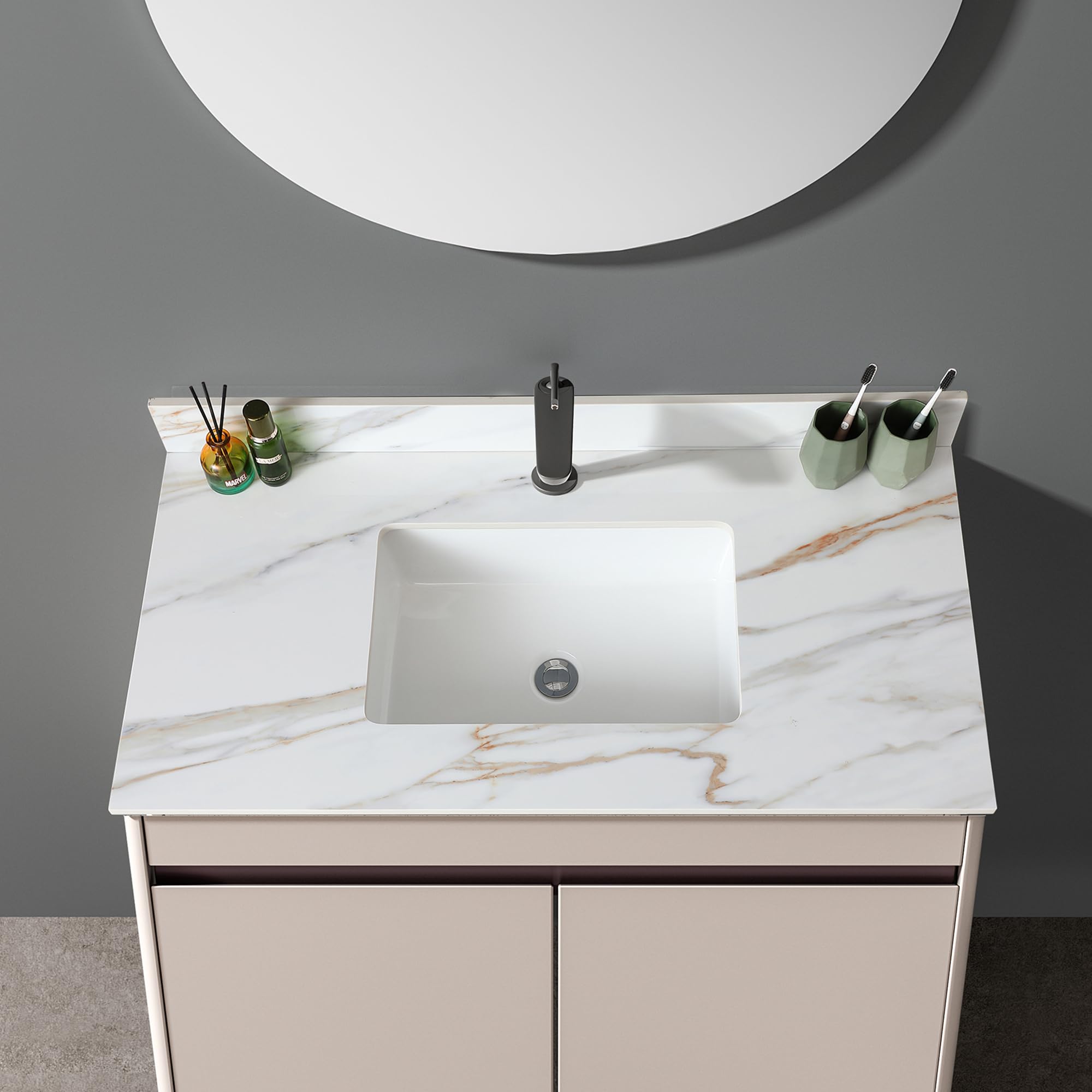 43" Bathroom Vanity Top with Rectangle Ceramic Undermount Sink, Gold ...