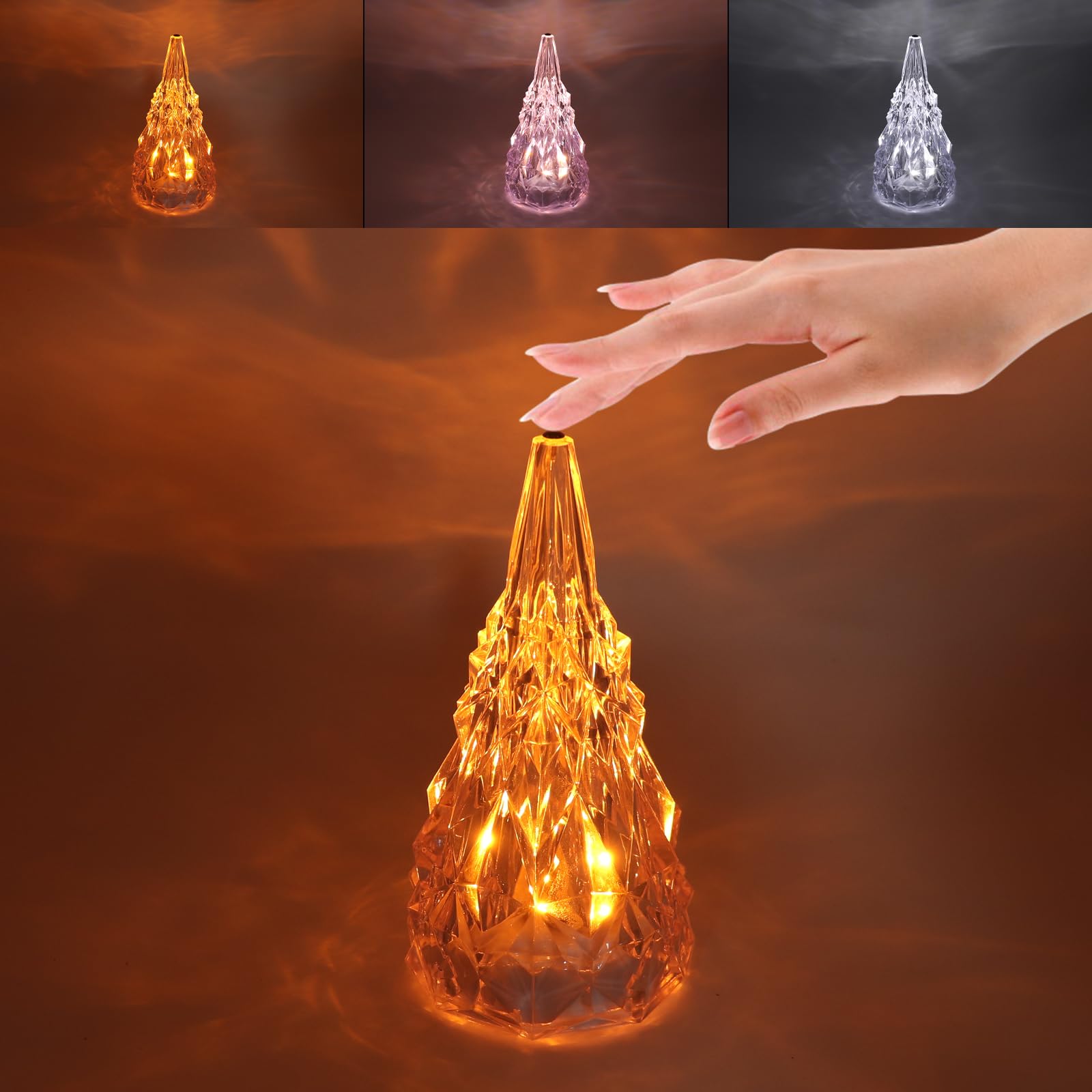 MALIIGAZA Iceberg Shape Crystal Lamp Table Night Light, Amber Yellow ...