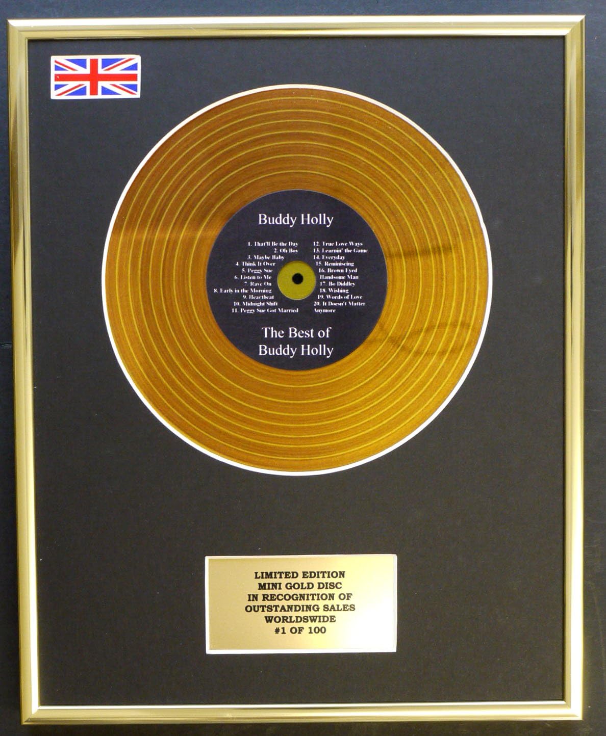 BUDDY HOLLY /MINI GOLD DISC DISPLAY/LIMITED EDITION/COA/ THE BEST OF ...
