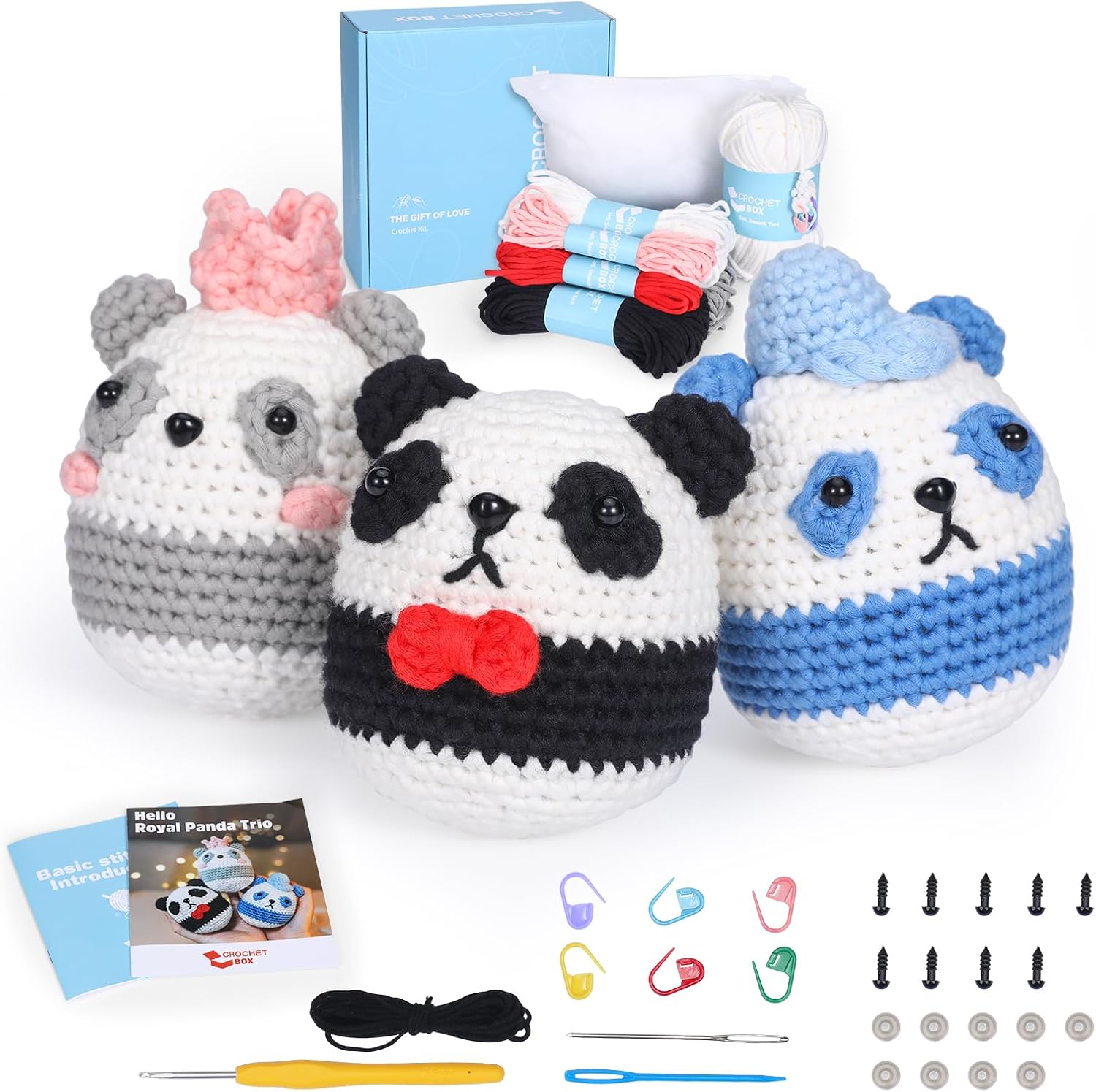 Amazon.com: Crochet Kit for Beginners - 3 PCS Pandas Crochet Kit, Learn ...