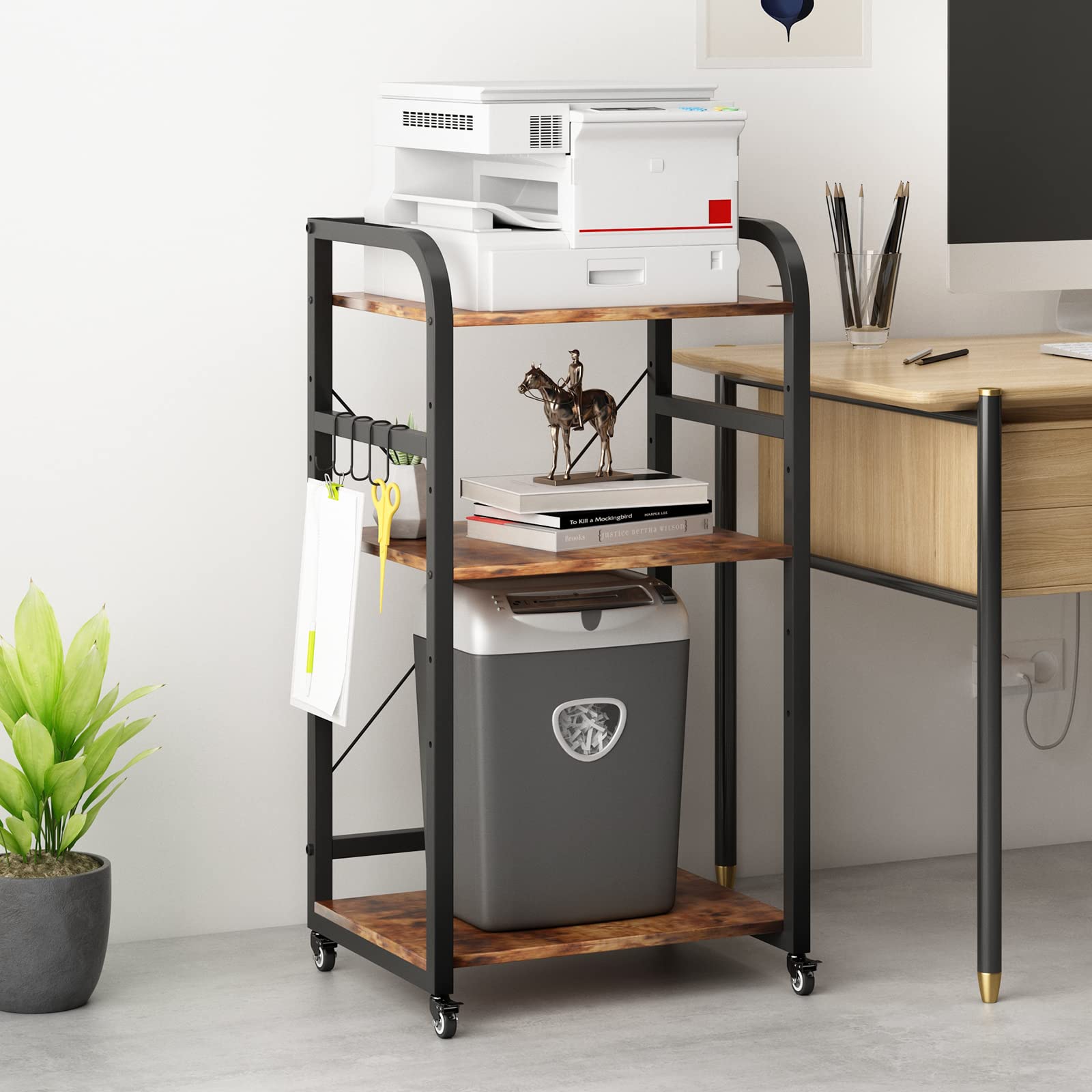 LAITIMIA 3 Tier Mobile Printer Stand with Adjustable Storage Shelves ...