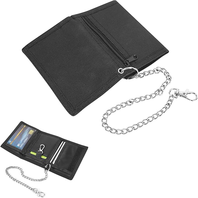 CTDMJ Children's RFID Wallet with Chains Clip Zip Men's Triple Wallet ...