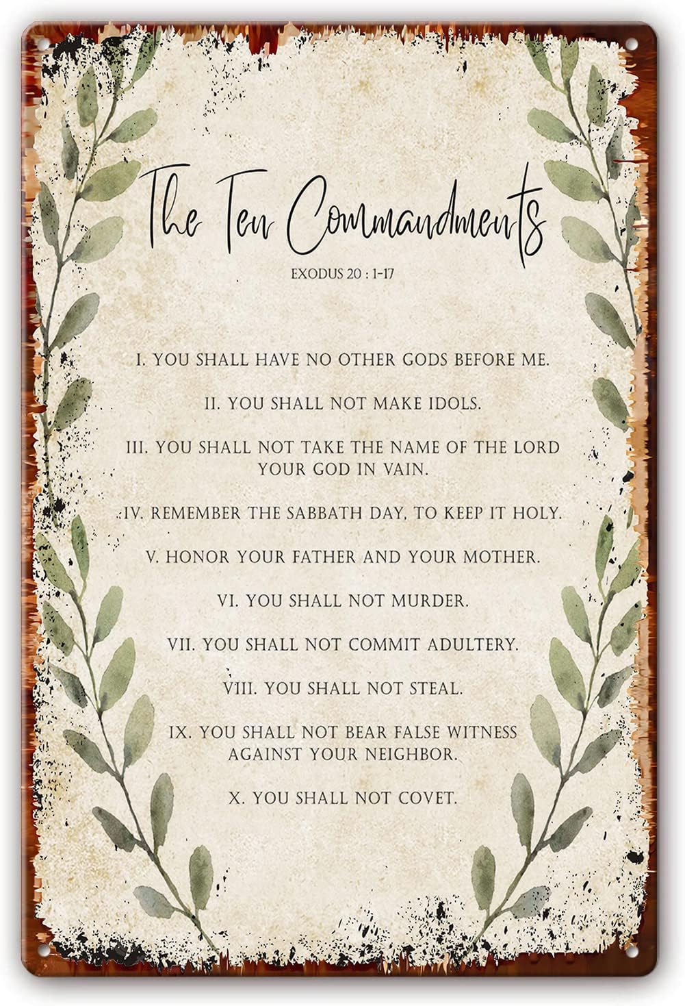 Amazon.com: 10 Commandment Smetal Tin Sign, Ten Commandment Bible ...