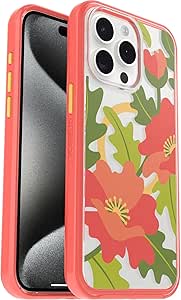 Amazon.com: OtterBox iPhone 15 Pro MAX (Only) Symmetry Series Clear Case - QUILTED POPPIES (Red ...