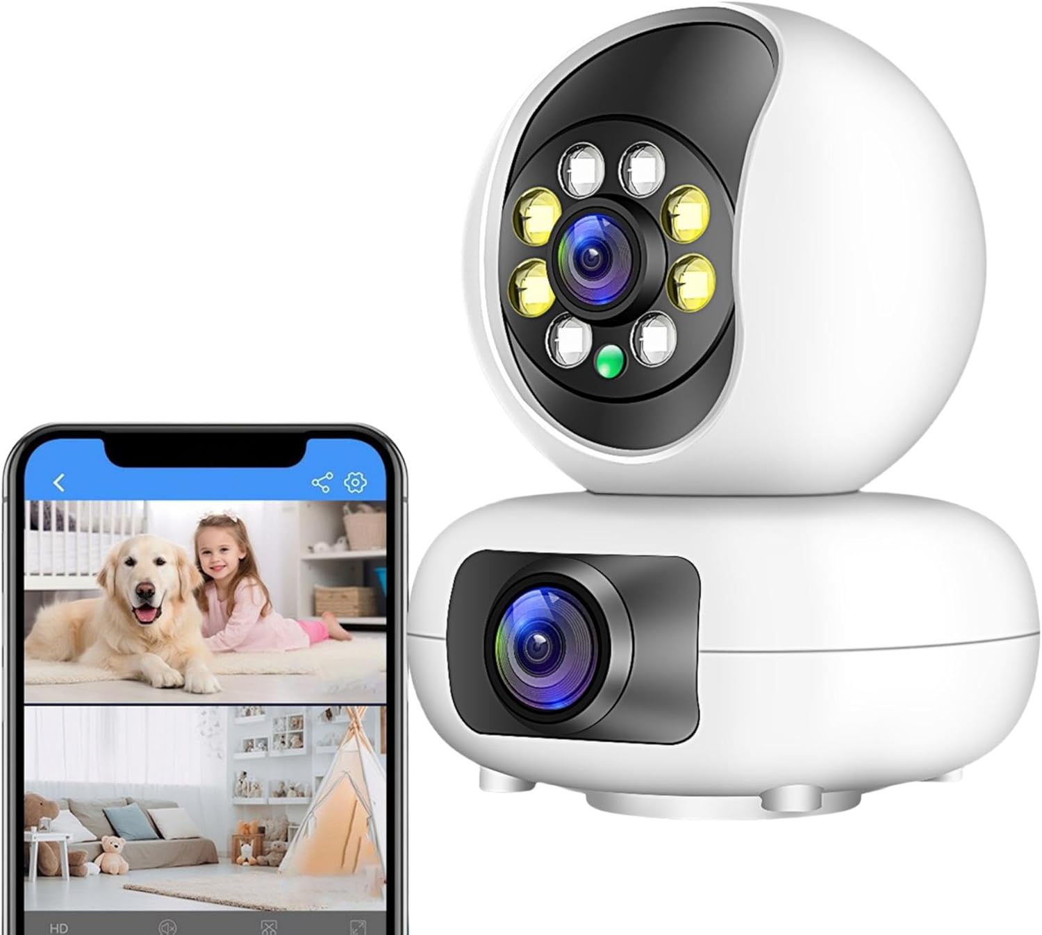 Amazon.com : Security Camera - Dual-Lens Indoor Camera, Home Security ...