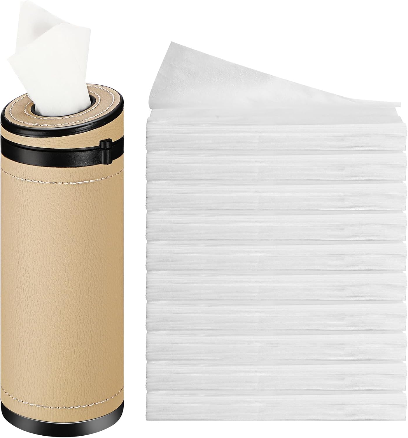 Amazon.com: Singhoow 1 Pcs Car Tissues Cylinder Leather Round Container ...