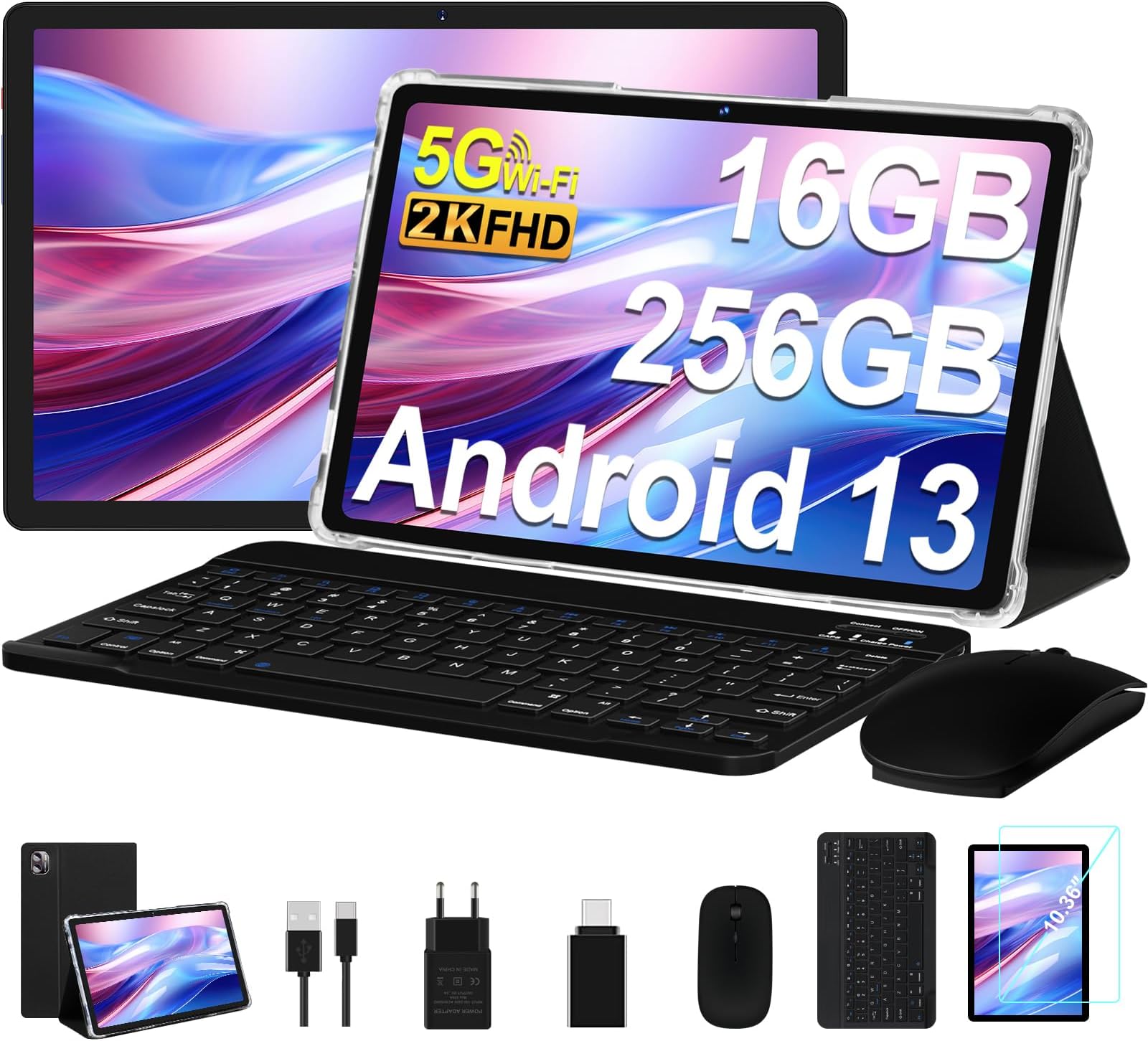 MEBERRY Tablet Zoll Android 13 Tablet 2K Bildschirm, 16GB RAM + 256GB ...