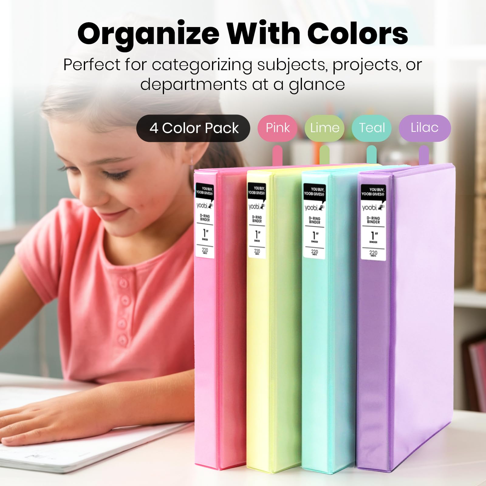 Snapklik.com : Yoobi 3 Ring Binders - 1 Inch Binder