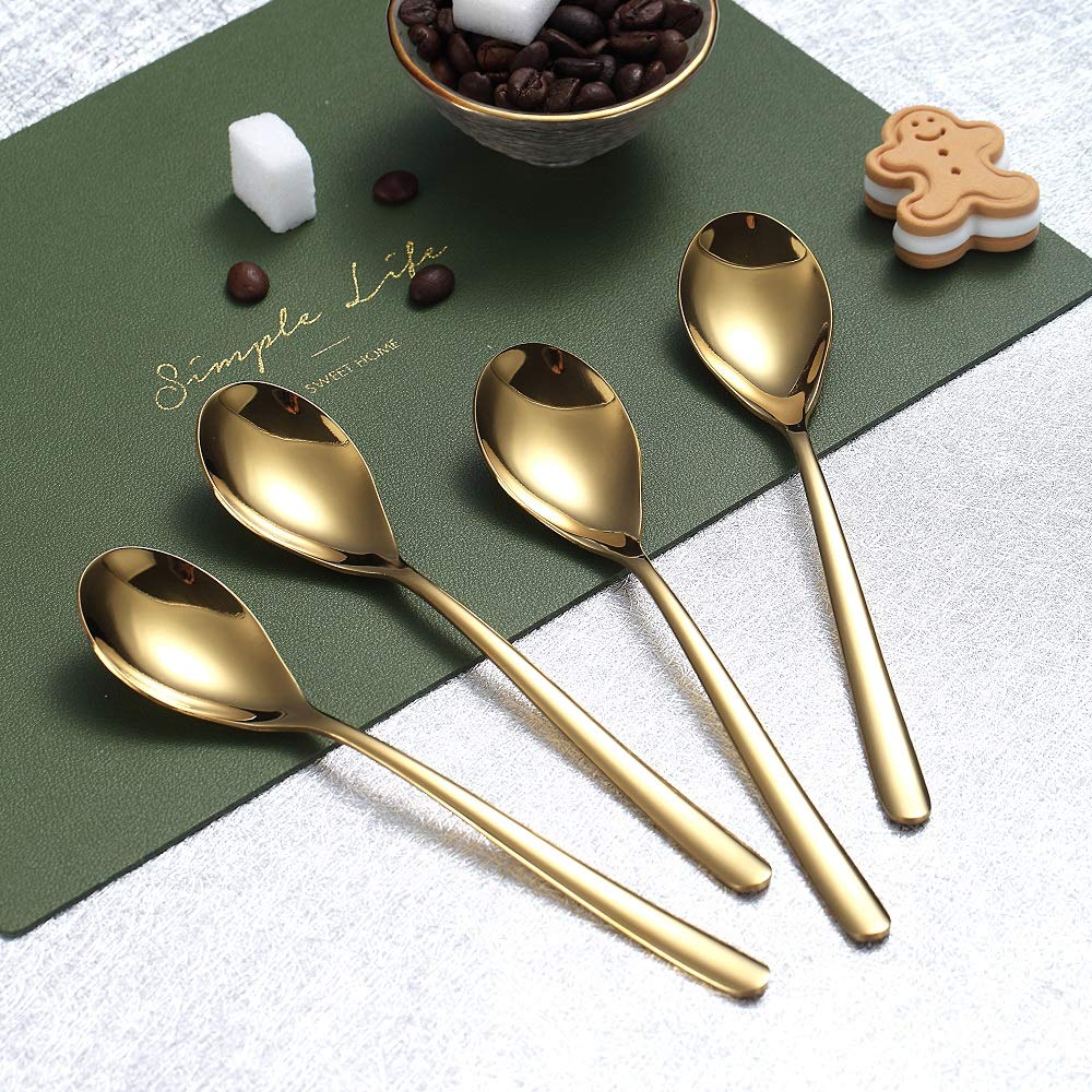 Snapklik.com : Gold Teaspoons 4 Pieces, Homquen 6.6" Modern Design ...