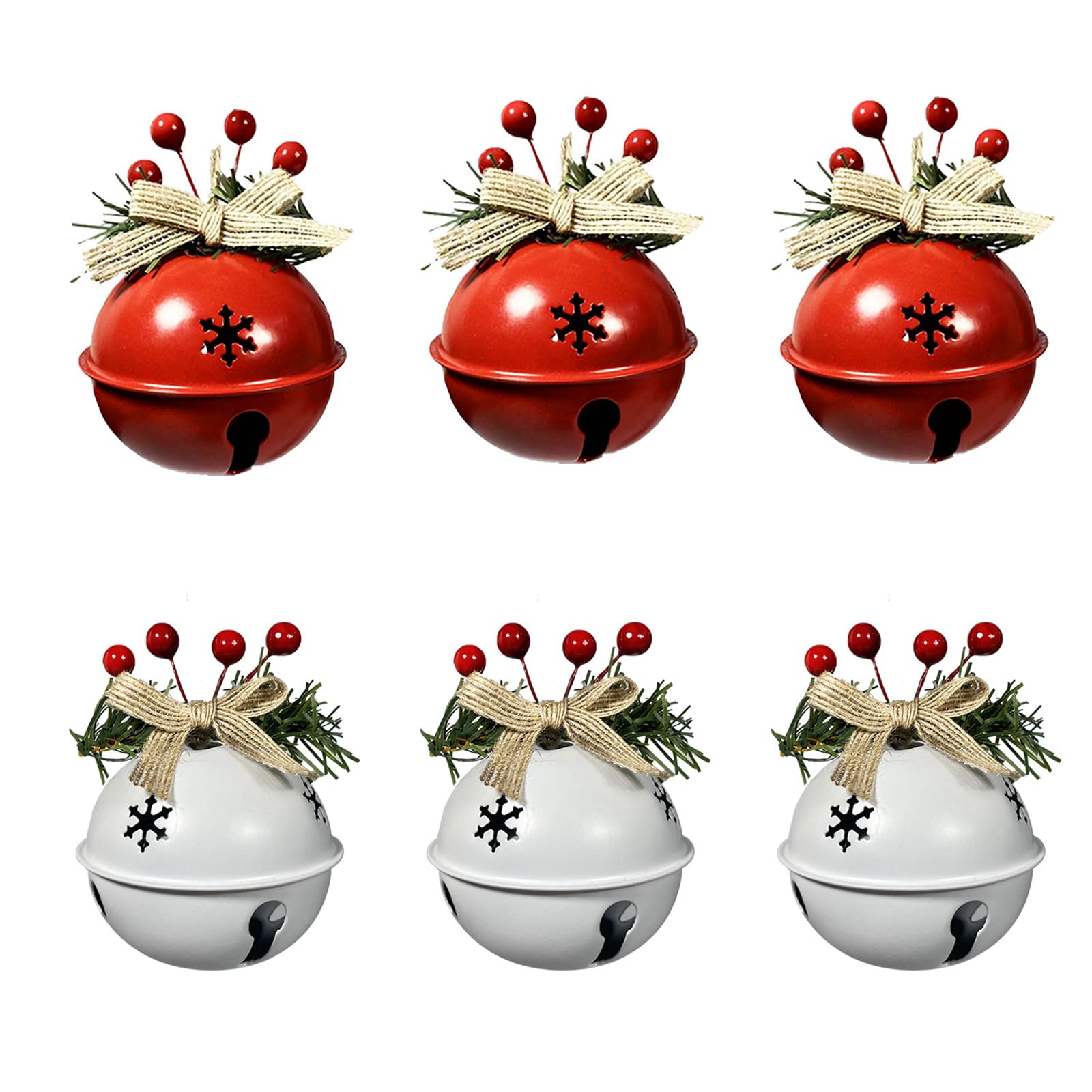 Amazon.com: 6 PCS Christmas Jingle Bells Ornaments in Red White Green ...