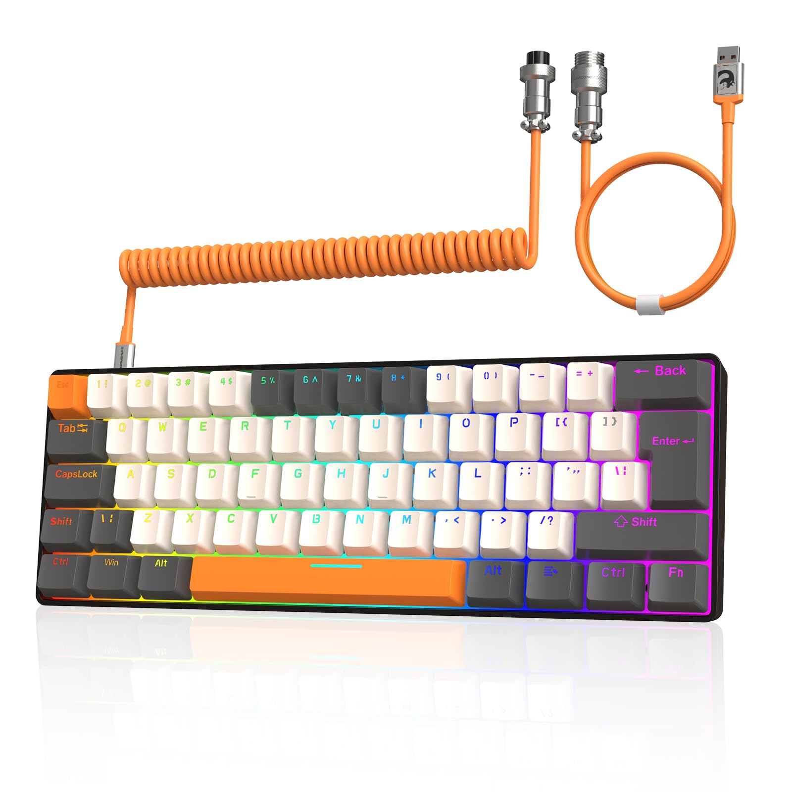 ZIYOU LANG T60 Wired Gaming Keyboard with Coiled USB C Cable, UK Layout ...