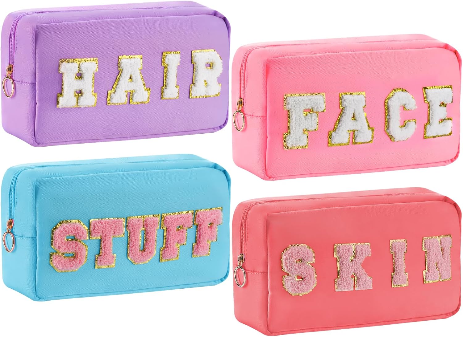 Amazon.com: Aphlos Big Preppy Cosmetic Organizer Bag 4-Pack, 11.2"x5.5 ...