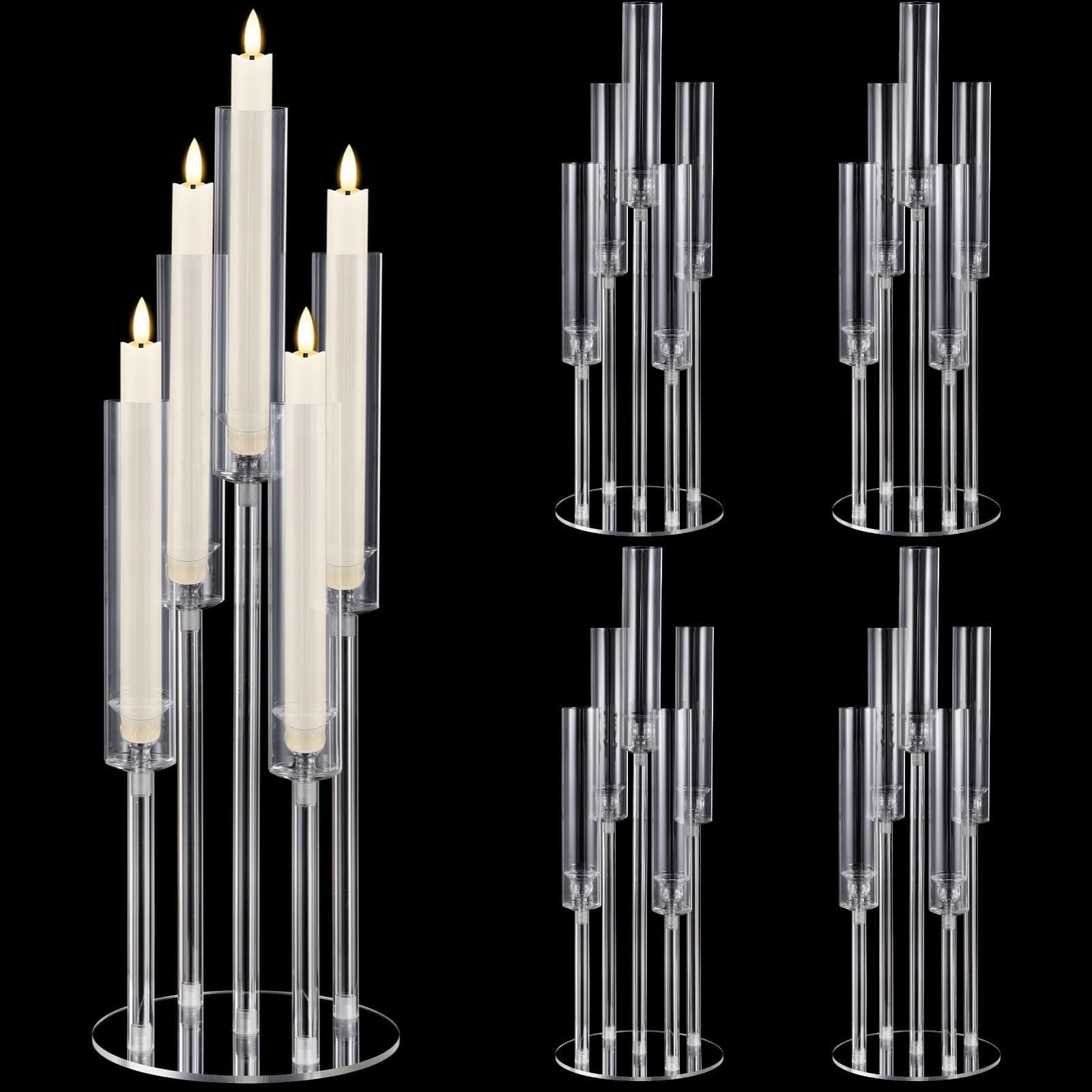 Amazon.com: 4 Pcs Candelabra Centerpieces for Tables, 5-Arm Crystal ...