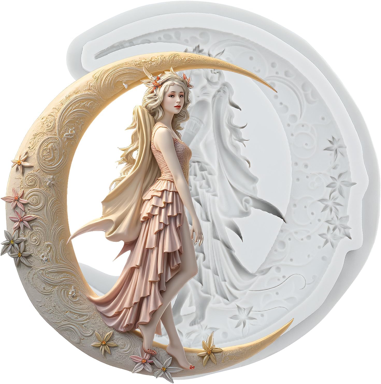 Amazon.com: TAOXIBEI Fairy Polymer Clay Mold Fairy on Moon Silicone ...