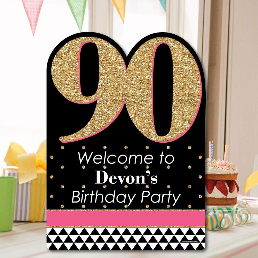 Buy Custom Chic 90th Birthday - Pink, Black and Gold - Party ...