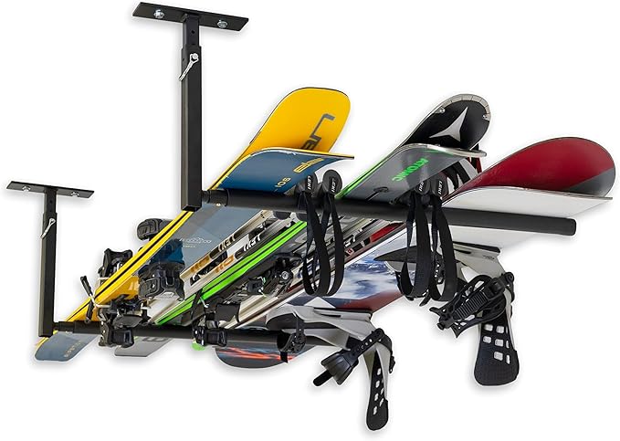 Amazon.com: StoreYourBoard Adjustable Ski and Snowboard Ceiling Rack ...