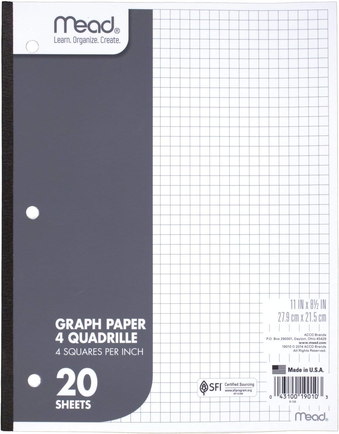 Buy Mead Graph Paper Pads, Quadrille, 4 Squares per Inch, 11 x 8-1/2 ...