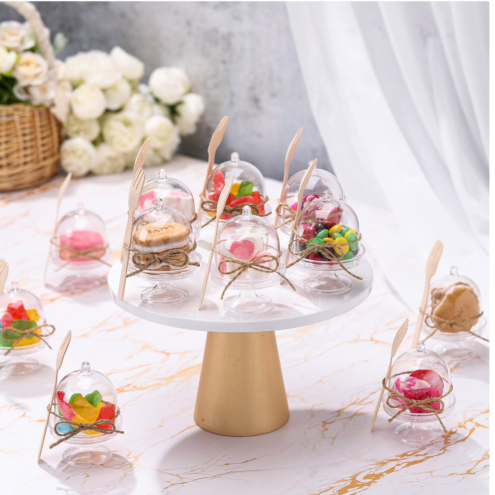 100 Sets Wedding Mini Cake Plate with Lid Cake Plate Disposable ...
