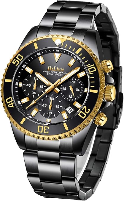 Amazon.com: BIDEN Mens Watches Chronograph Stainless Steel Waterproof ...