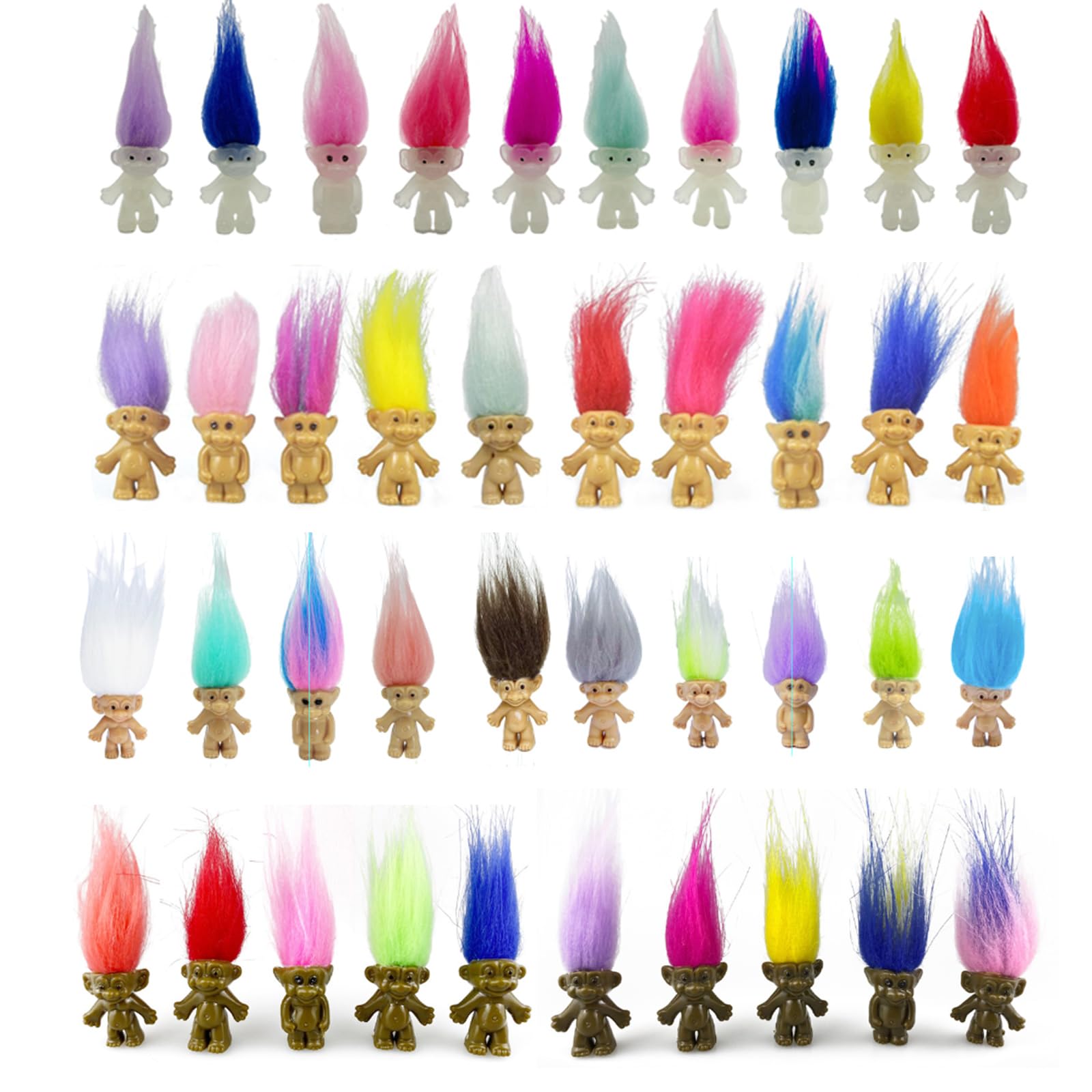 Amazon.com: 40pcs Luminous Mini Troll Dolls Glow in The Dark Vintage ...