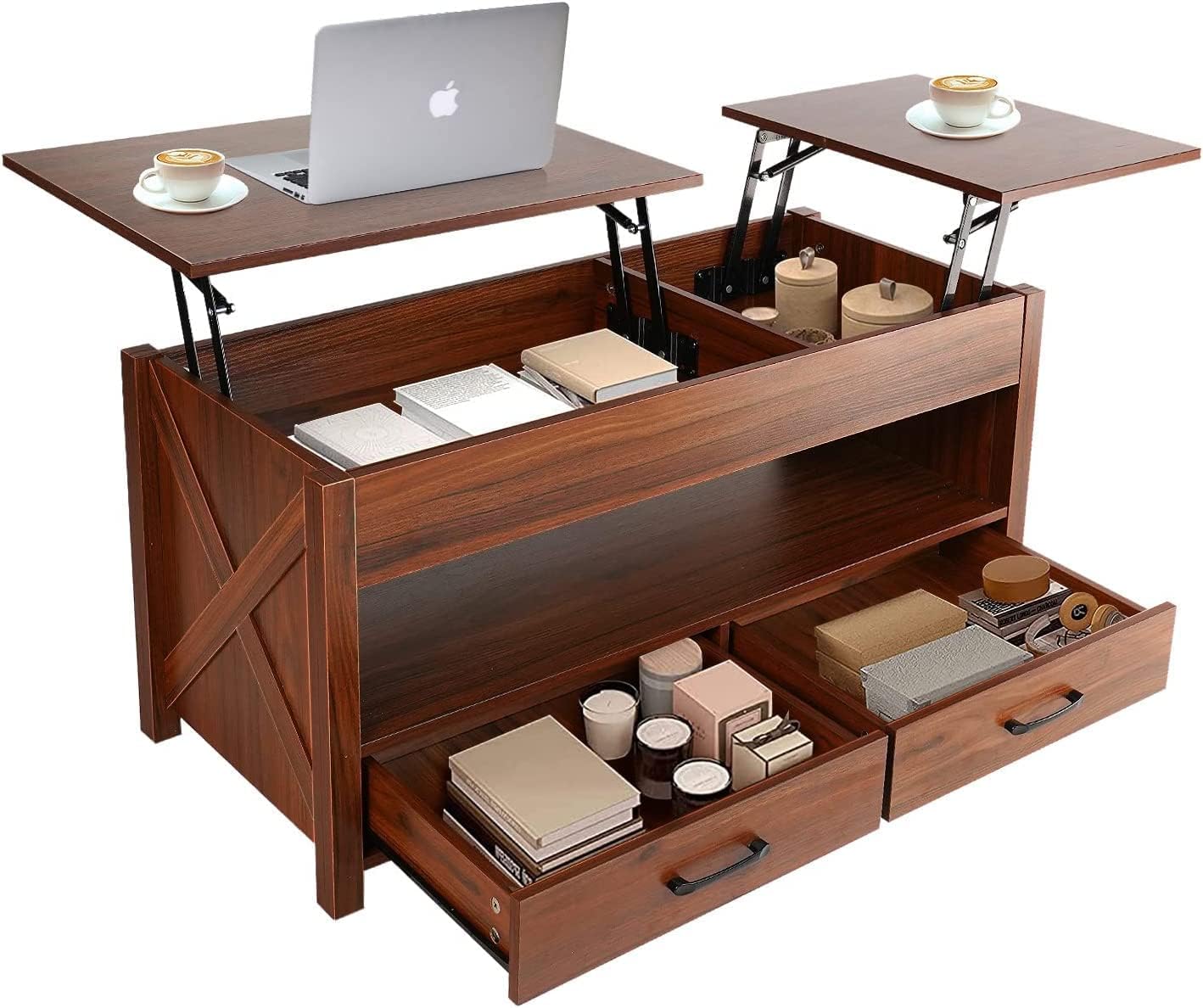 Amazon.com: CLATINA Lift Top Coffee Table with 2 Hidden Storages ...