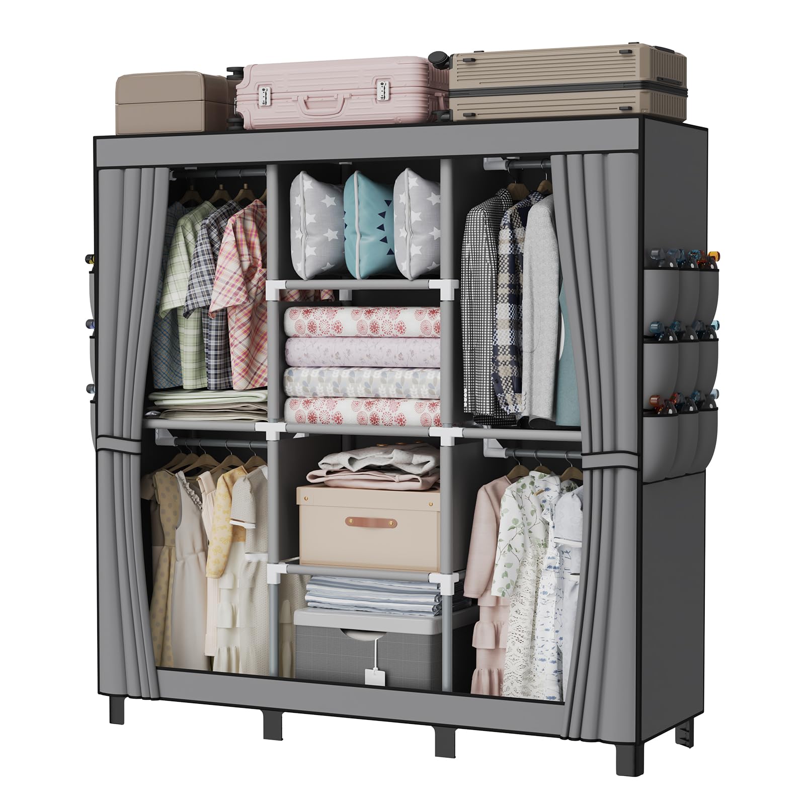 LOEFME Canvas Wardrobe 172 * 130 * 45cm, Wardrobes for Bedroom, New ...