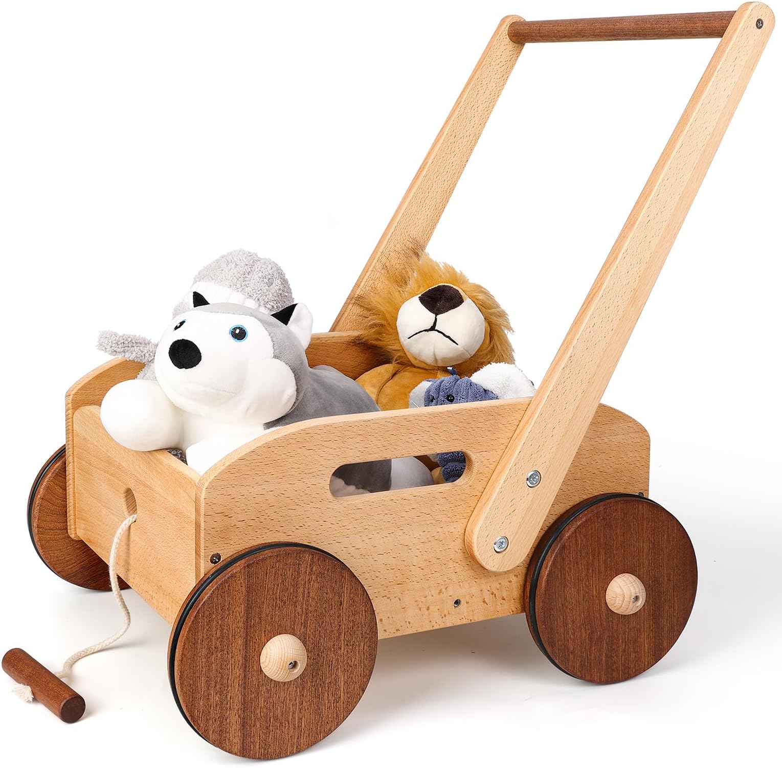 Amazon.com: Push Walker Bus-Wooden Baby Walker for Boys and Girls ...