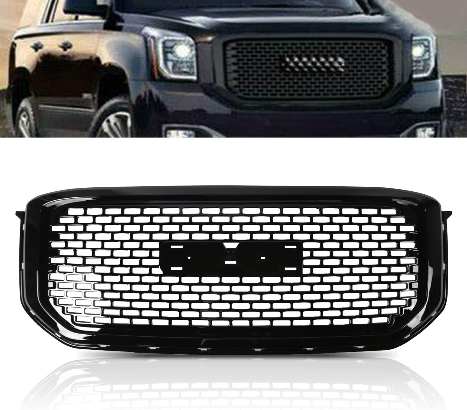 Amazon.com: BoardRoad Front Upper Grille ABS Glossy Black Denali Style ...
